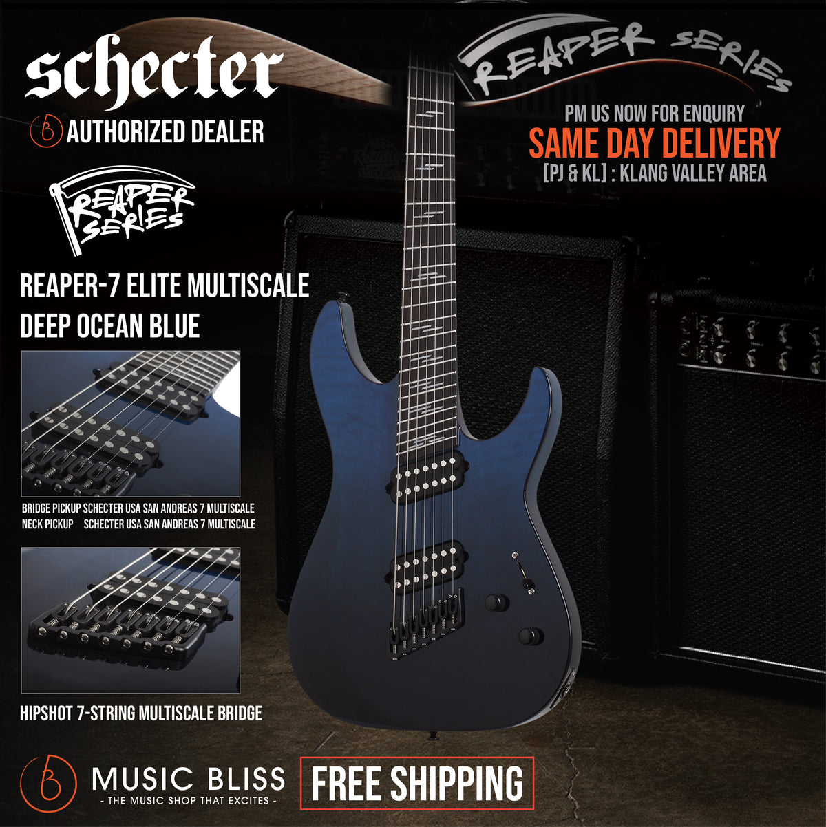 Schecter Reaper-7 Elite Multi-scale 7-string Electric Guitar - Deep ...