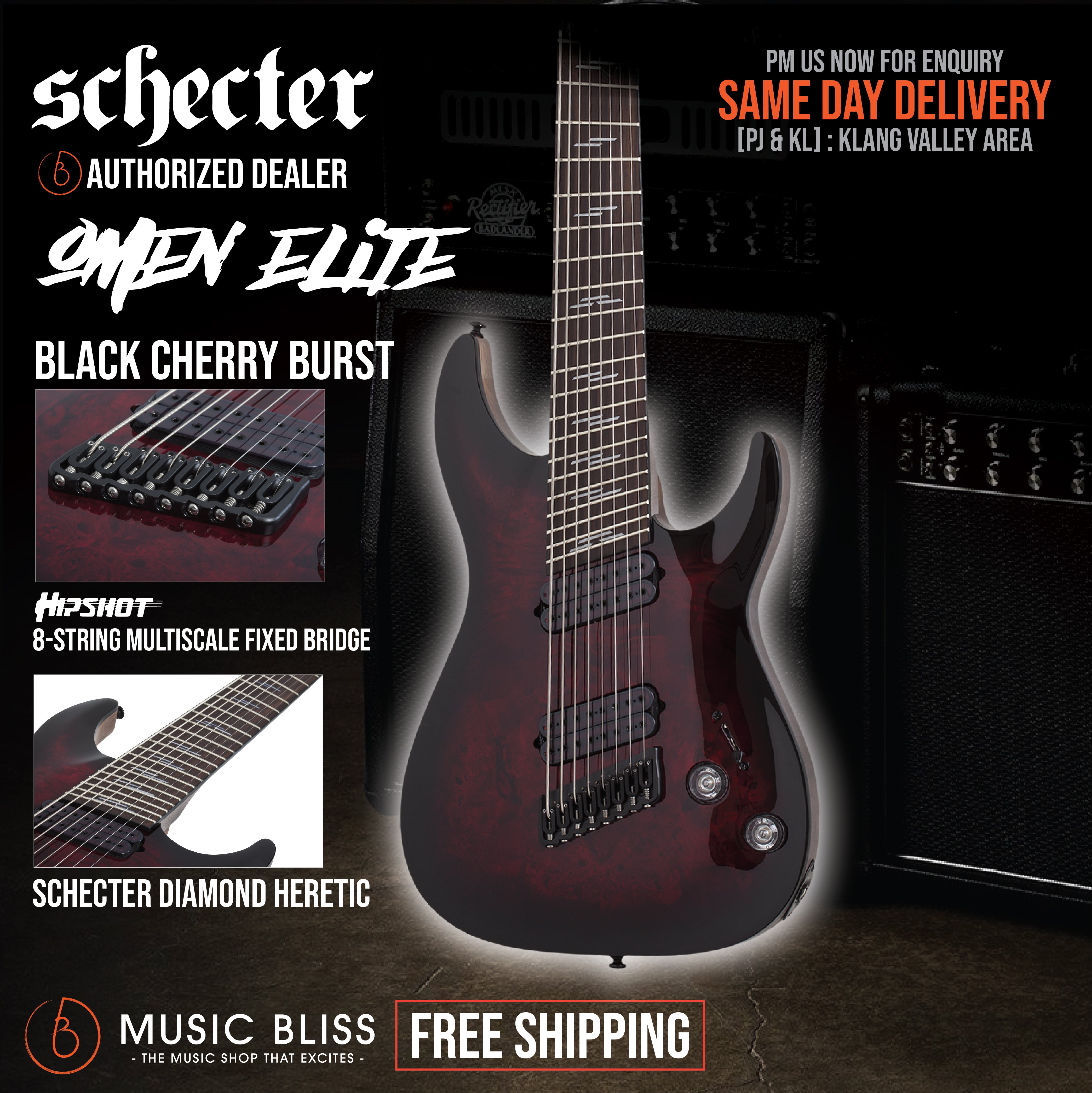 Schecter Omen Elite-8 Multiscale 8-string Electric Guitar - Black ...