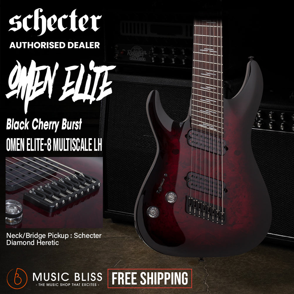 Schecter Omen Elite-8 MS Left-Handed Electric Guitar - Black Cherry ...