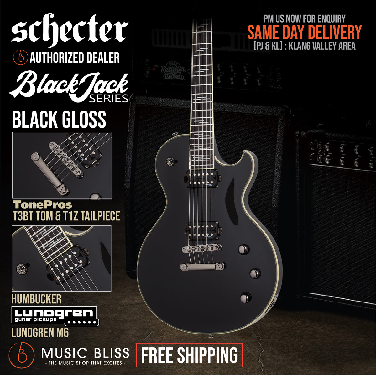 Schecter Solo-II Blackjack Electric Guitar - Black Gloss | Music Bliss ...