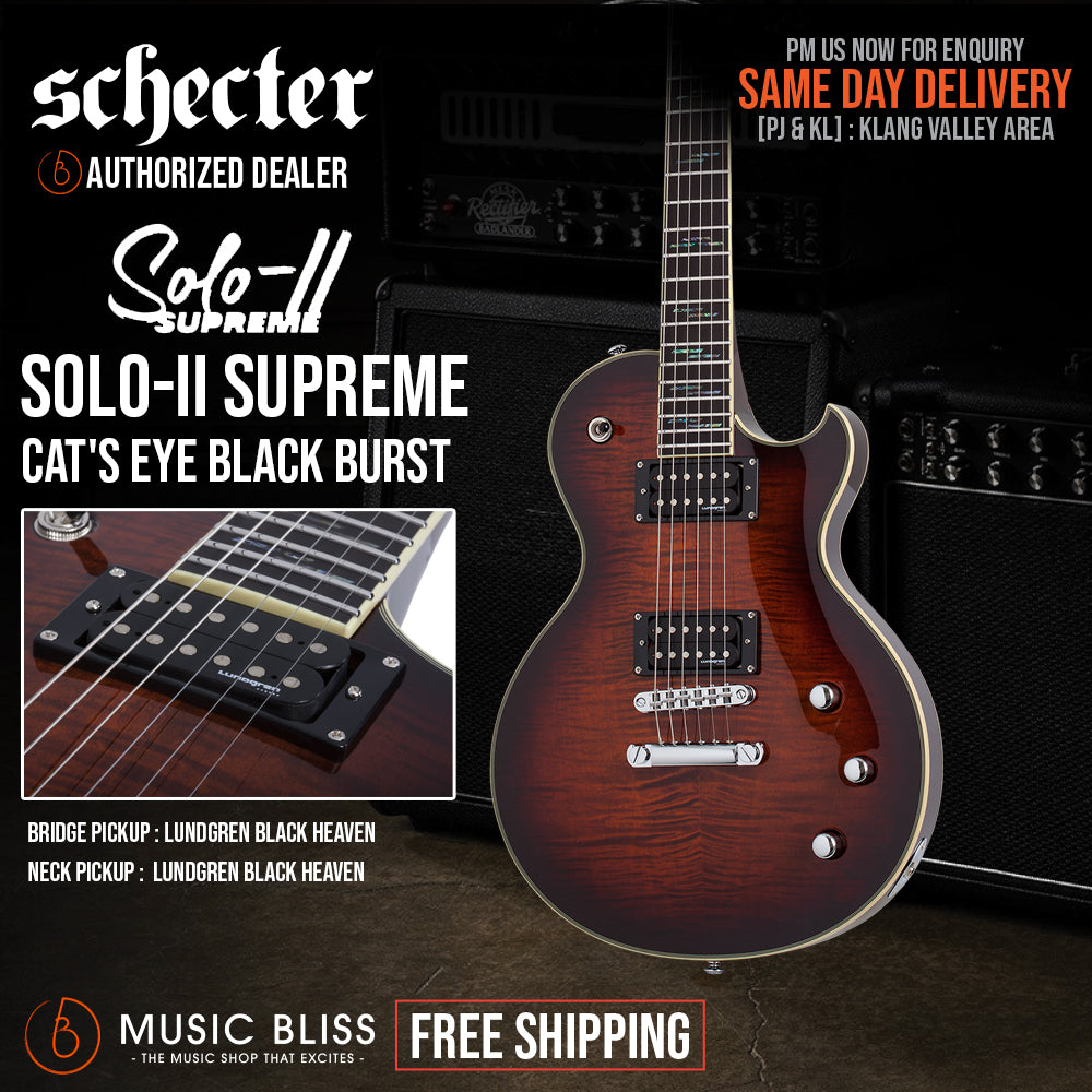 Schecter Solo-II Supreme Electric Guitar - Cat's Eye Black Burst | Music Bliss Malaysia