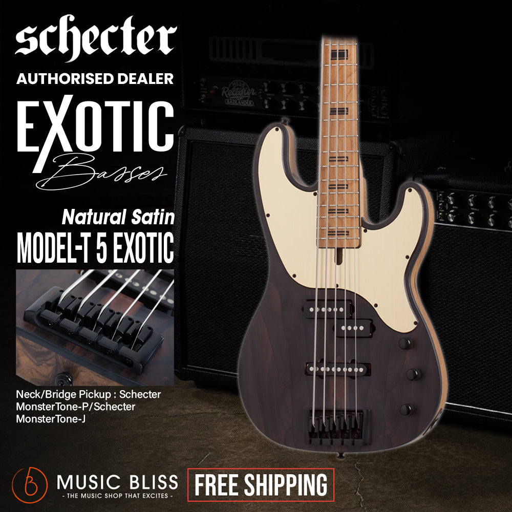 Schecter Model-T 5 Exotic Electric Bass Guitar - Ziricote | Music Bliss ...