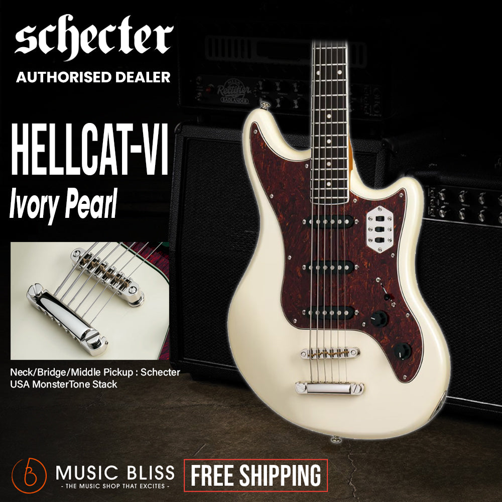 Schecter Hellcat VI Electric Guitar - Ivory Pearl | Music Bliss Malaysia