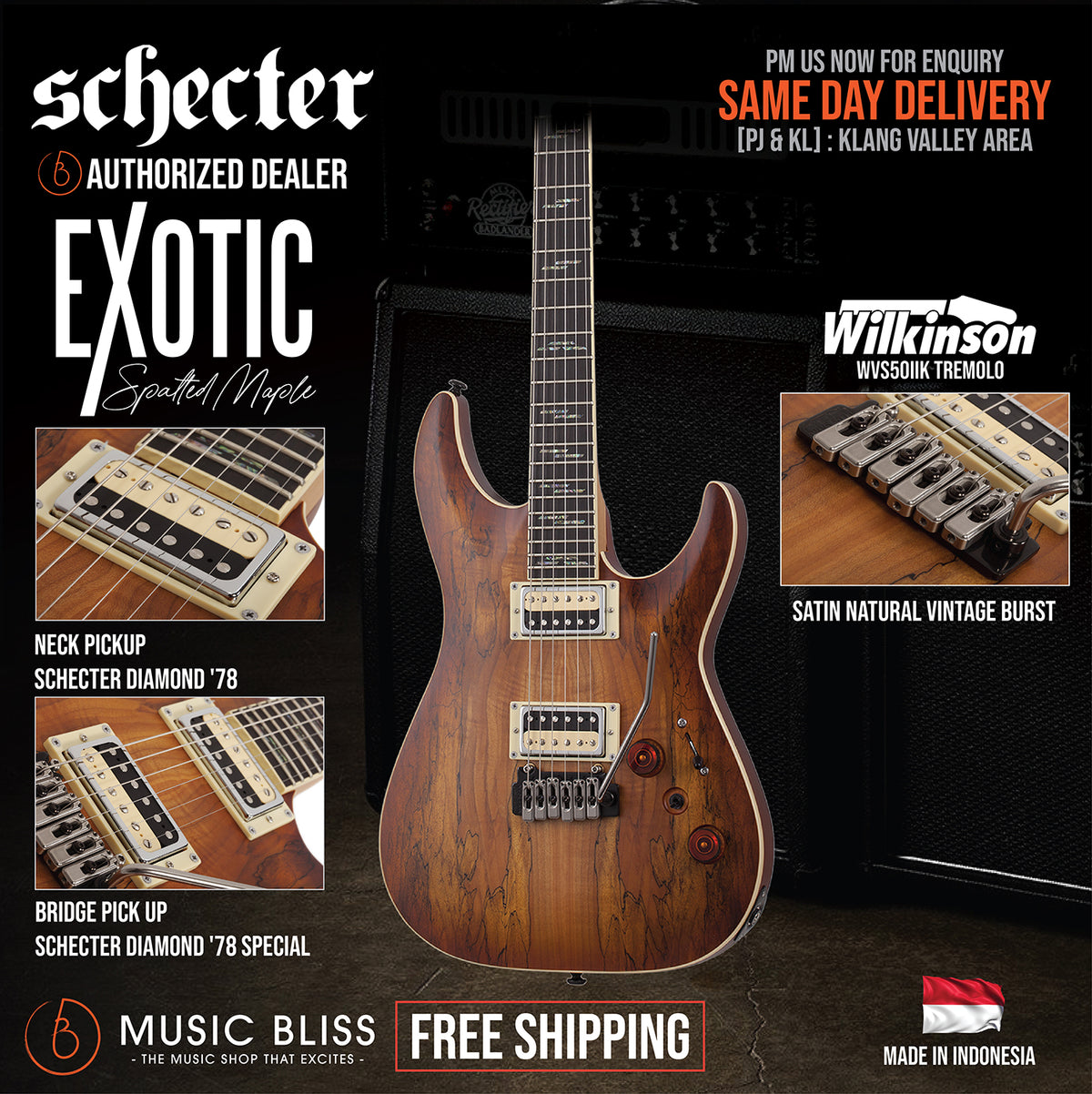 Schecter C-1 Exotic Spalted Maple Electric Guitar - Satin Natural ...