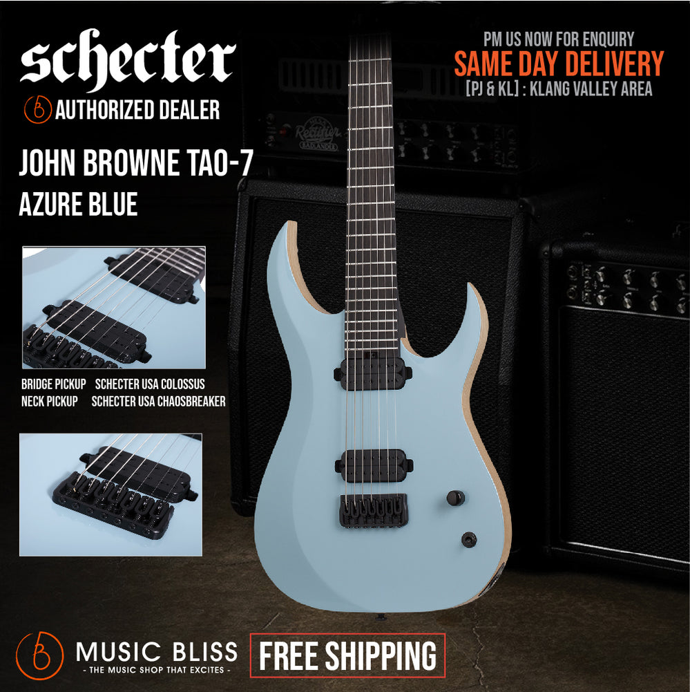 Schecter John Browne Tao-7 7-String Electric Guitar - Azure Blue ...