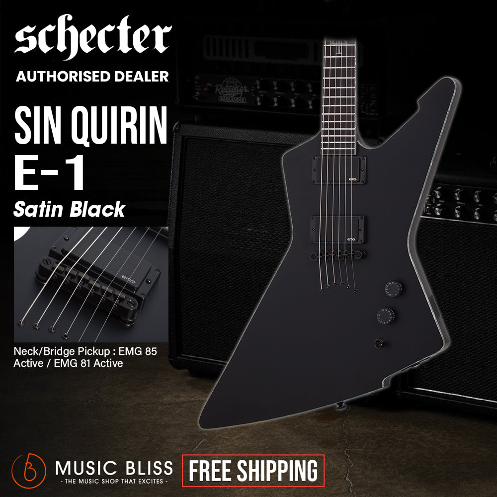 Schecter Sin Quirin E-1 Electric Guitar - Satin Black | Music Bliss ...