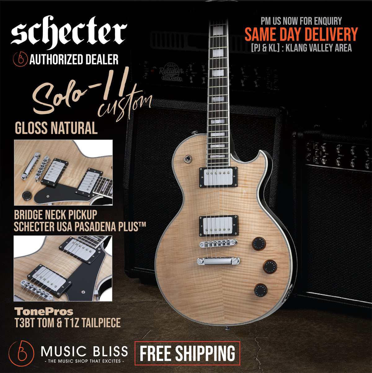 Schecter Solo II Custom - Gloss Natural (MIK) | Music Bliss Malaysia