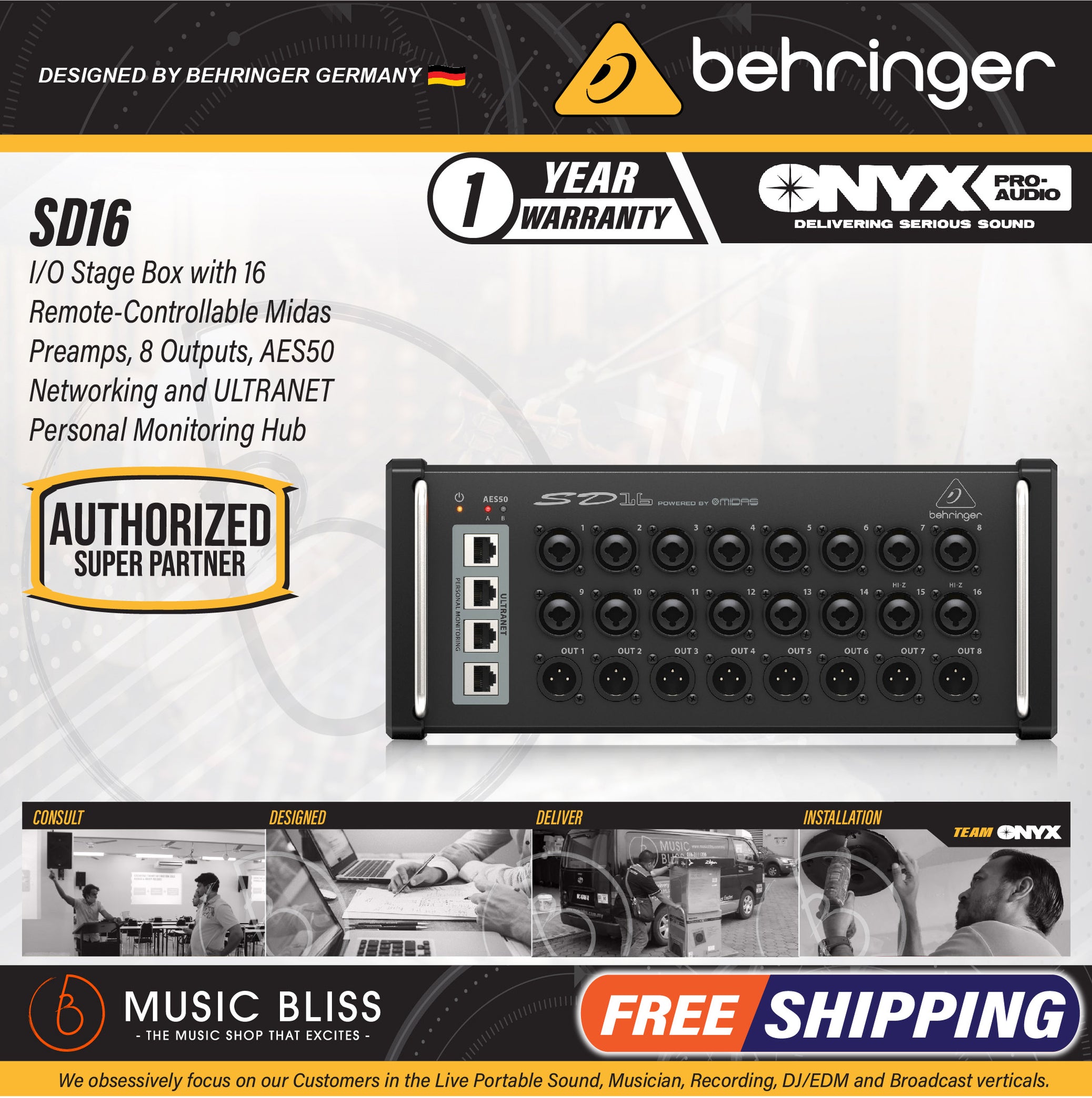 Behringer SD16 16-channel Stage Box | Music Bliss Malaysia