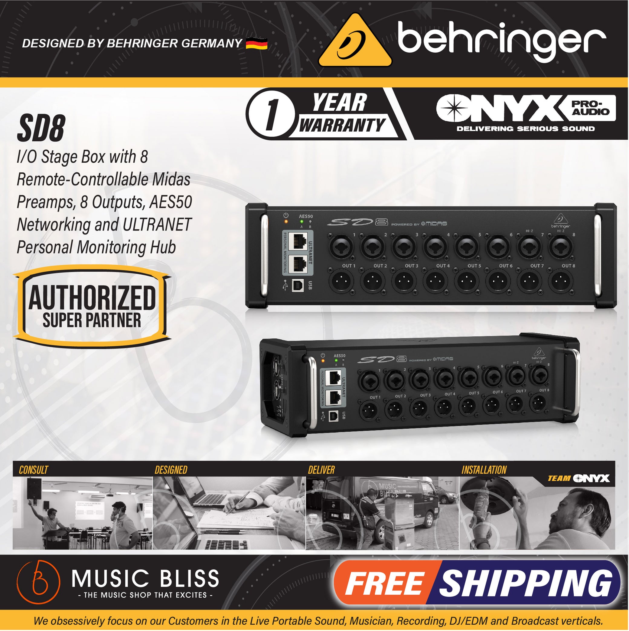 Behringer SD8 8-channel Stage Box (SD-8 / SD 8) | Music Bliss Malaysia
