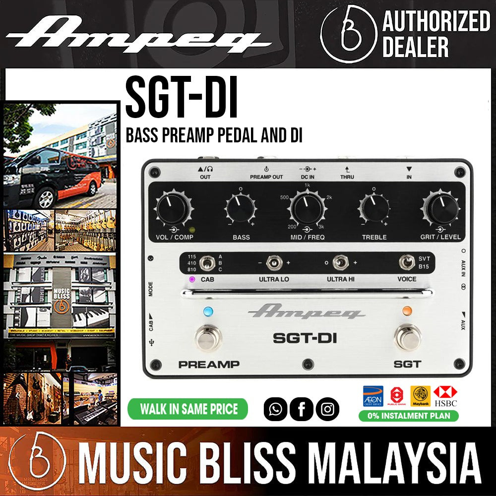 Ampeg SGT-DI Bass Preamp Pedal and DI | Music Bliss Malaysia