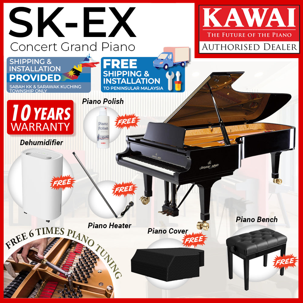Kawai SK-EX [Made In Japan] Shigeru Kawai Concert Grand Piano - Ebony ...