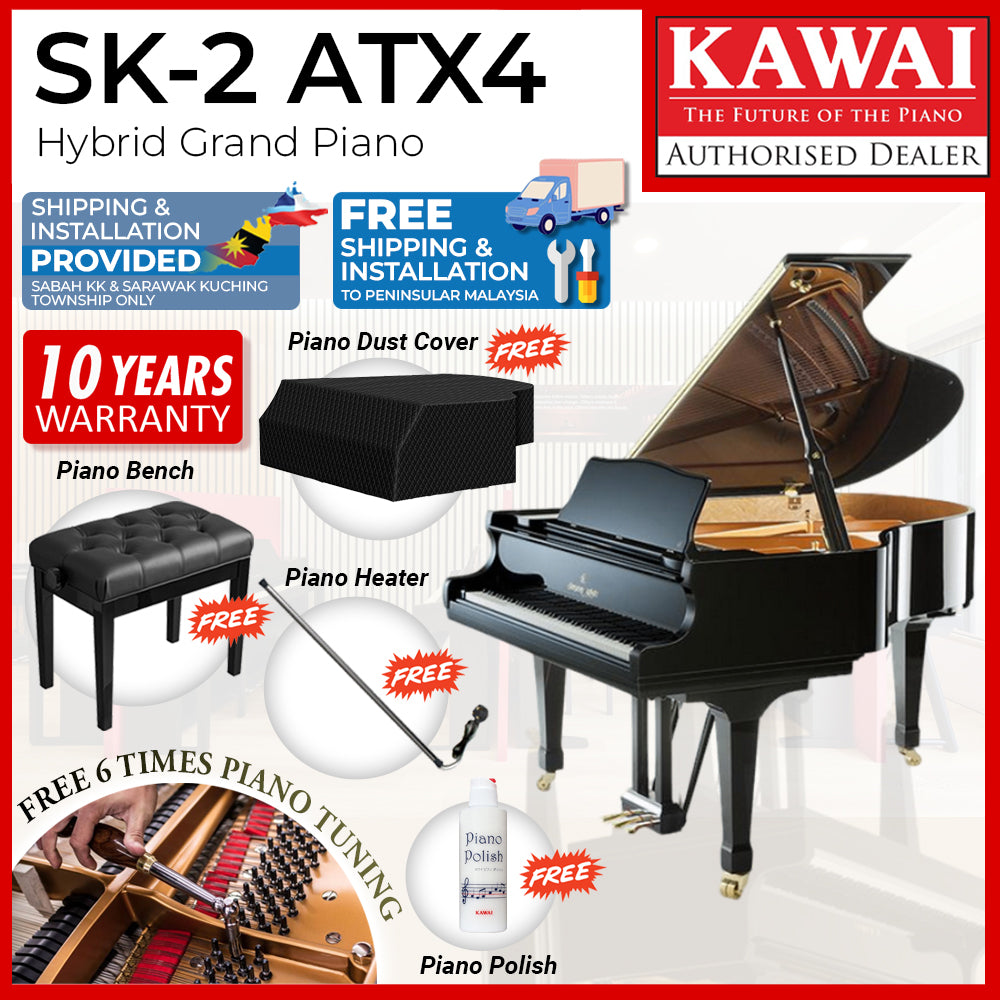 Kawai SK-2 ATX4 [Made In Japan] Shigeru Kawai Hybrid Concert Grand Piano - Ebony Polish (SK2ATX4 ...