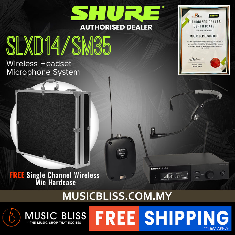 Shure SLXD14/SM35 Wireless System with SLXD1 Bodypack Transmitter and SM35 Headset Microphone ...