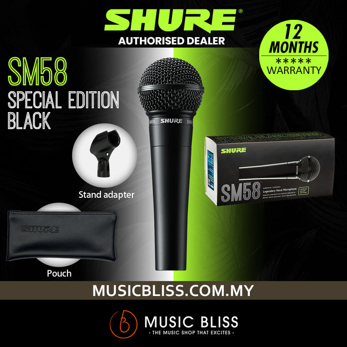 Shure SM58 Special Black Edition Handheld Dynamic Vocal Microphone - Black | Music Bliss Malaysia