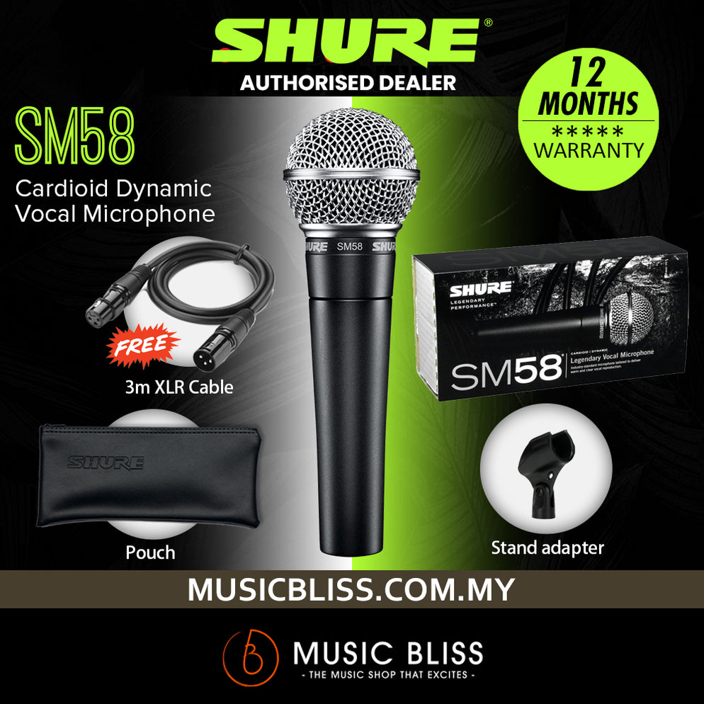 Shure SM58-LC Handheld Dynamic Vocal Microphone Includes Stand Adapter ...