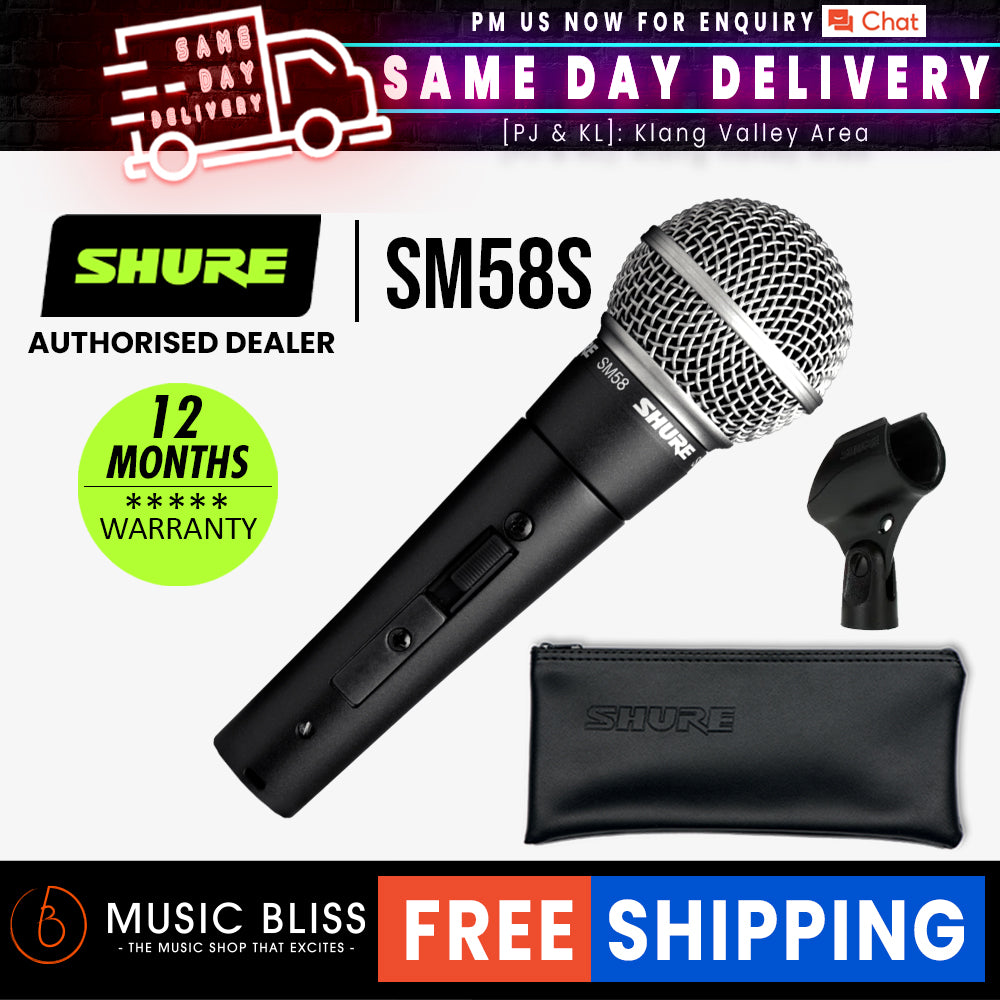 Shure SM58S Vocal Microphone with On/Off Switch | Music Bliss Malaysia