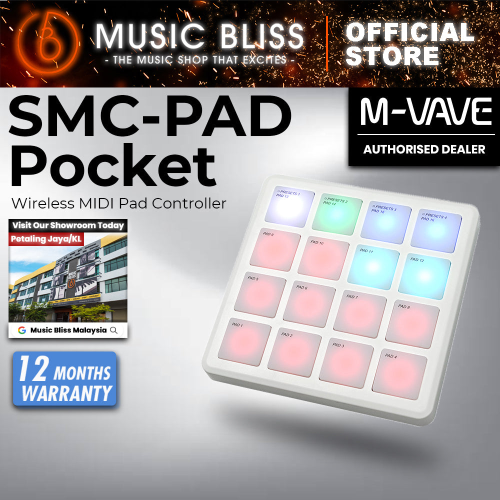 M-Vave SMC-PAD Pocket Wireless MIDI Pad Controller, 16 RGB Velocity ...