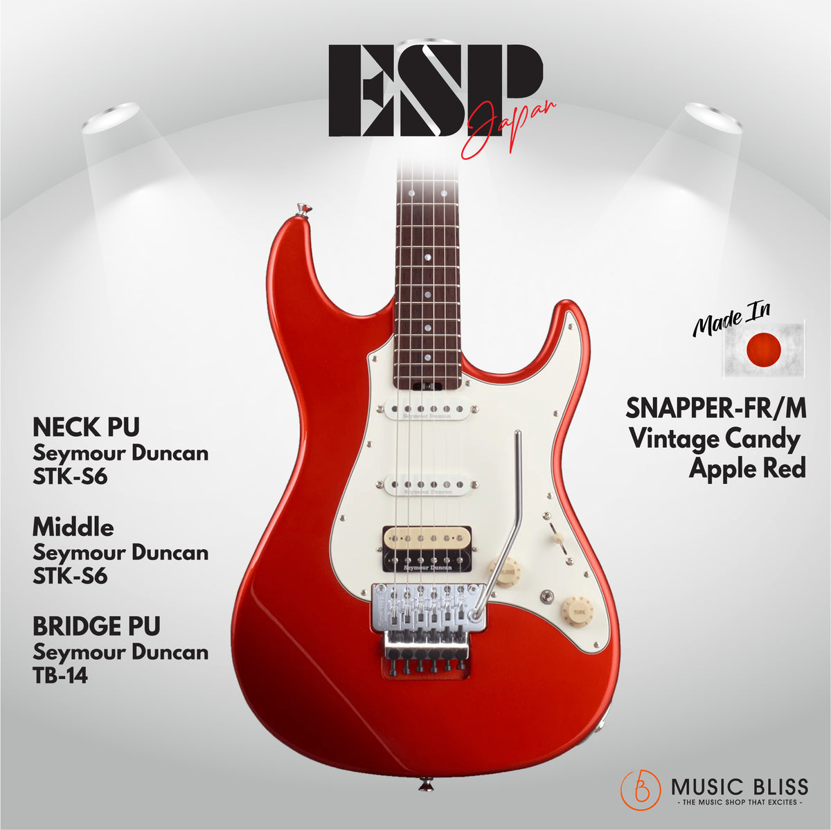 ESP Original SNAPPER-FR/M - Vintage Candy Apple Red [MIJ - Made in Japan] | Music Blisss ...