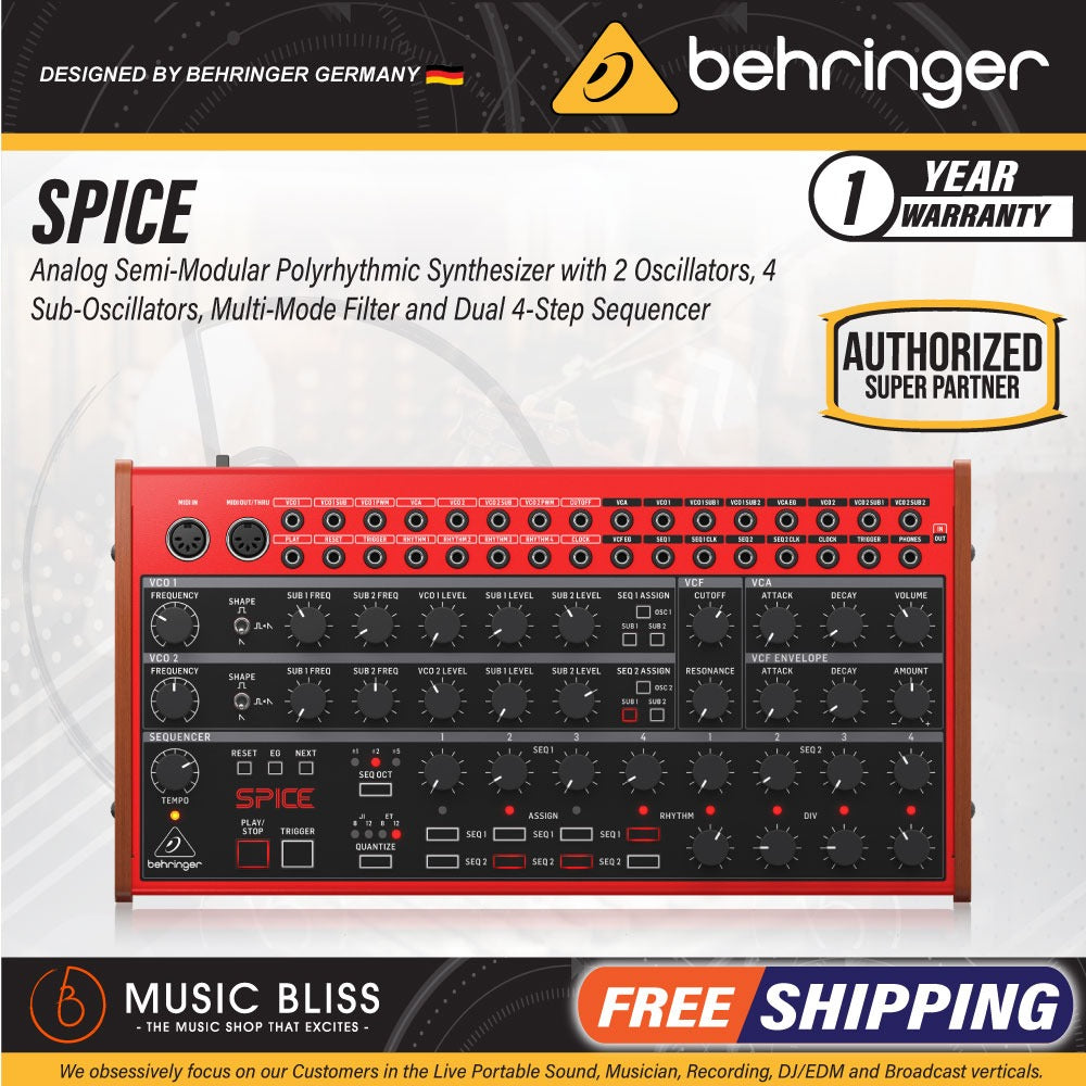 Behringer Spice Analog Semi-modular Polyrhythmic Synthesizer | Music ...