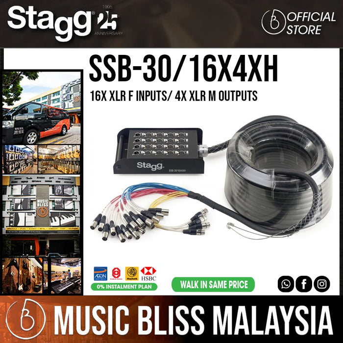 Stagg SSB-30/16X4XH S-Series 30 Meter Stagebox - 16x XLR Female Inputs/4x XLR Male Outputs ...