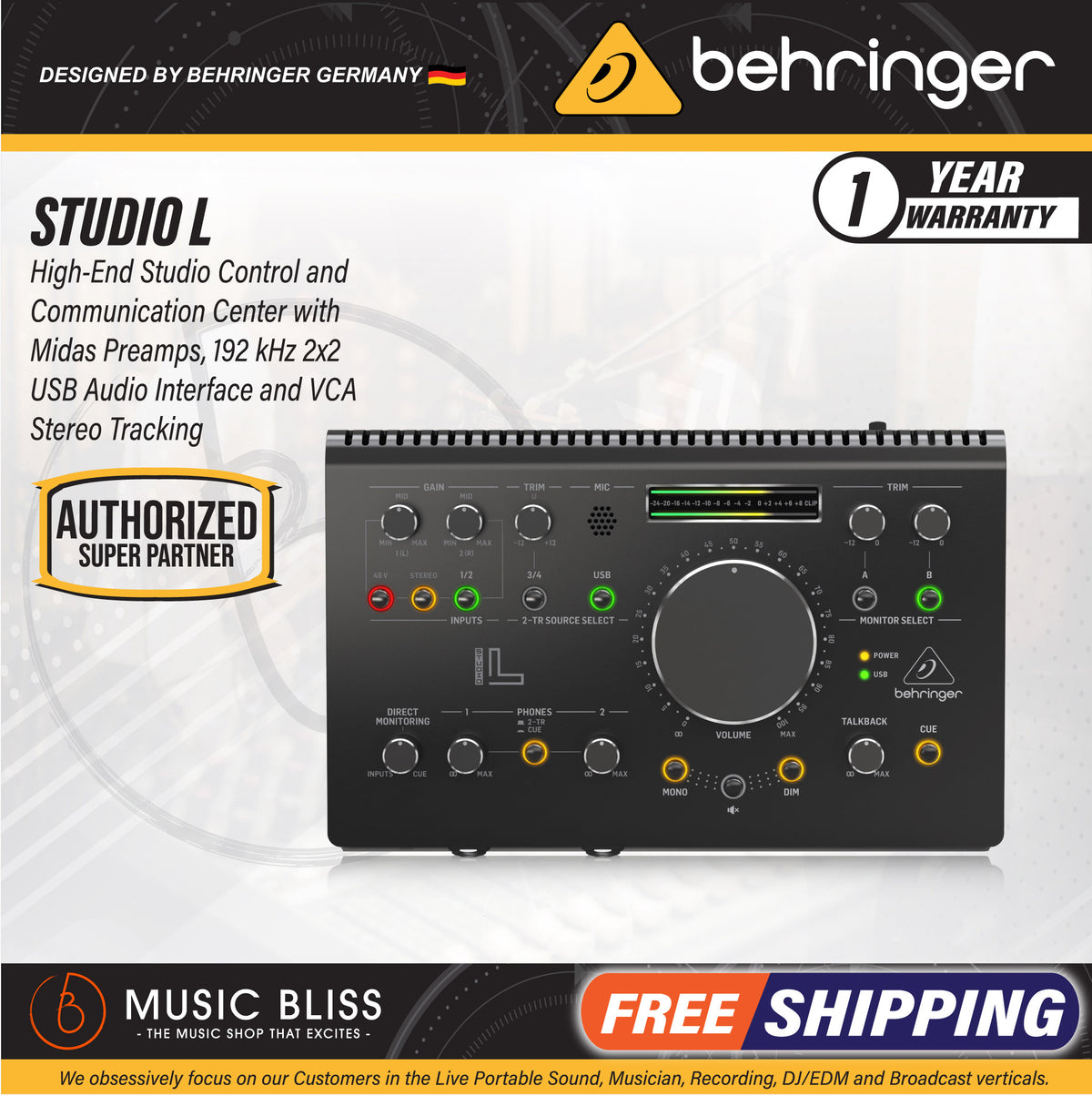 Behringer Studio L High-end Studio Control with VCA Control and USB ...