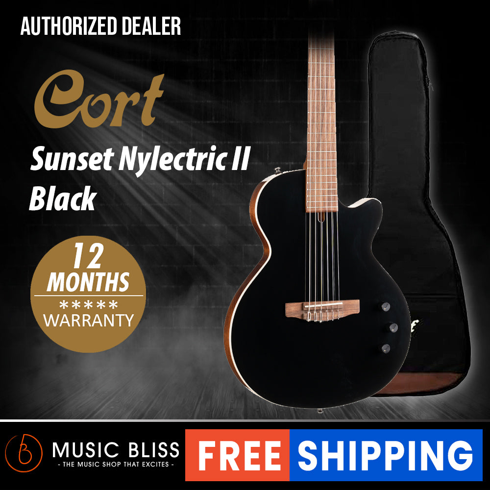 Cort Sunset Nylectric II Electro-Classical Guitar - Black | Music Bliss ...