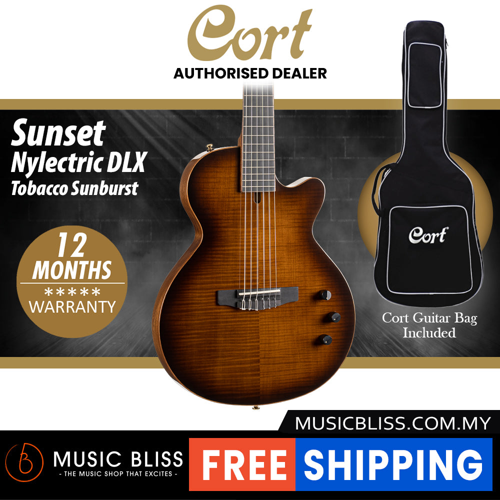 Cort Sunset Nylectric DLX Electro-Classical Guitar - Tobacco Sunburst ...