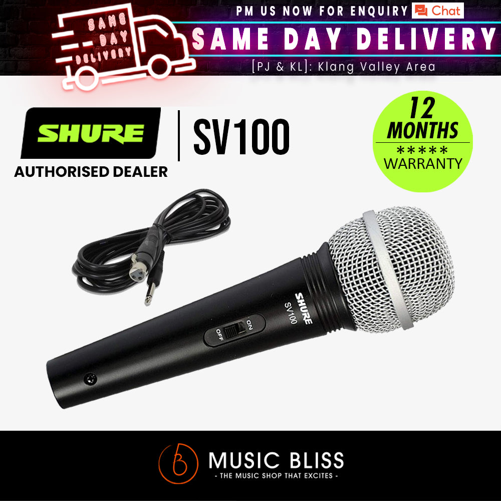Shure SV100 Vocal Microphone with XLR to 1/4 inch Cable | Music Bliss ...