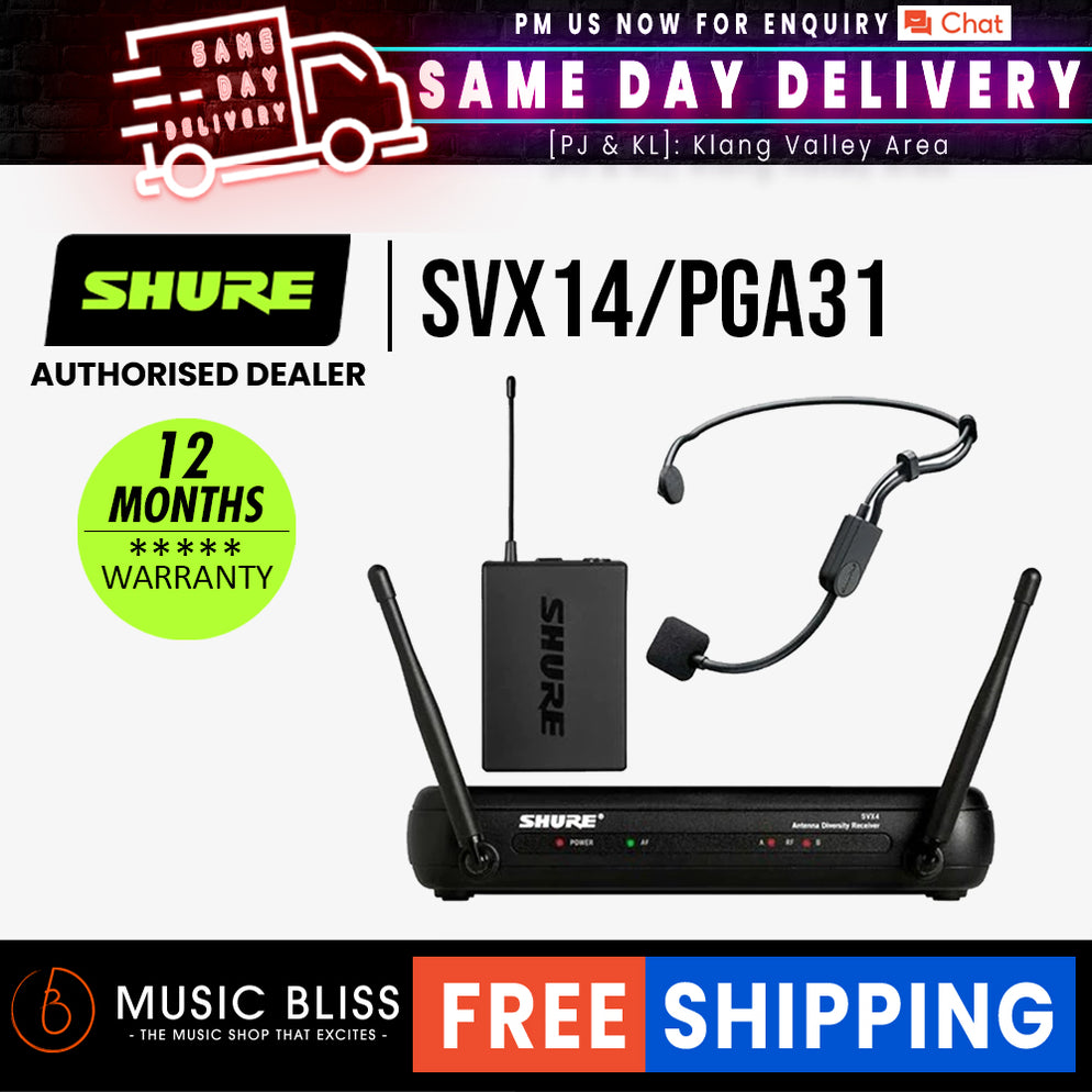 Shure SVX14/PGA31 Headworn Wireless Microphone System, SVX4 Diversity ...