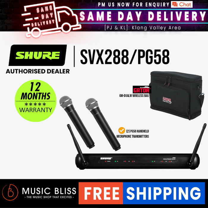 Shure SVX288/PG58 Dual Vocal Wireless System, SVX88 Dual Diversity ...