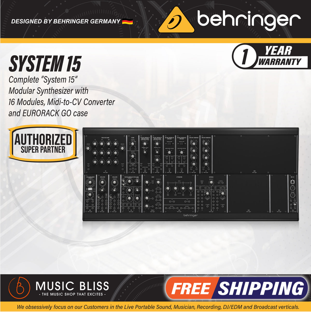 Behringer System 15 Complete Eurorack Modular Synthesizer | Music Bliss ...