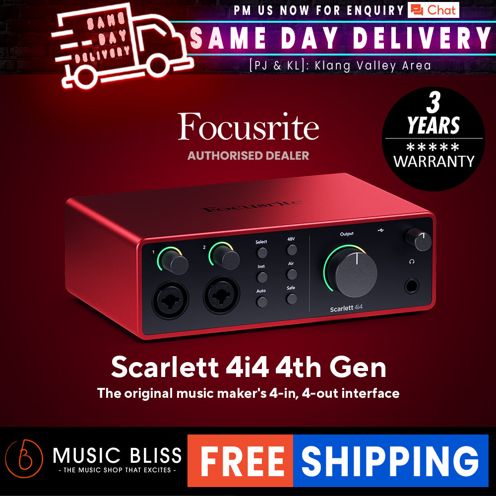 Focusrite Scarlett 4i4 4th Gen USB Audio Interface | Music Bliss Malaysia
