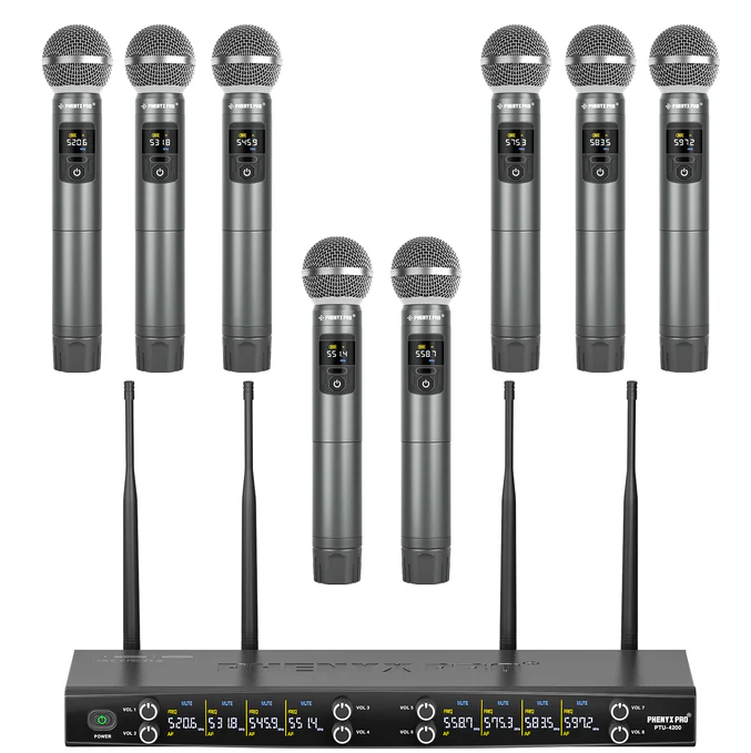 Phenyx Pro PTU-4200-8H 8-Channel Wireless Microphone System w ...