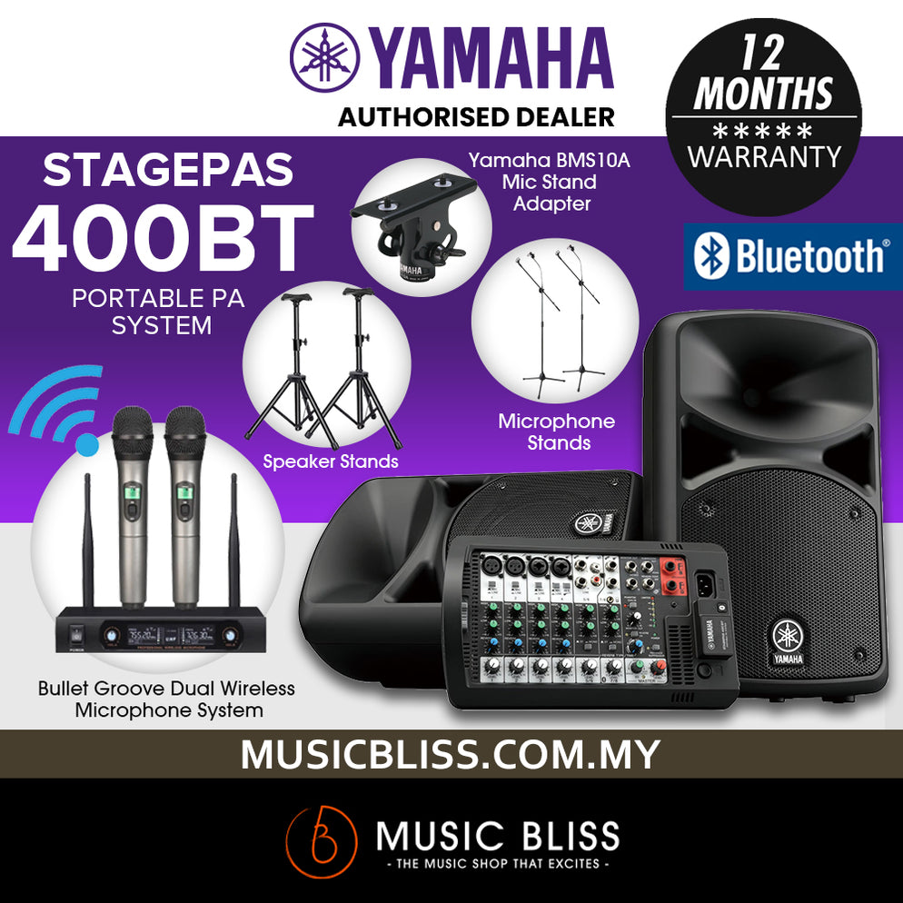 Yamaha StagePas 400BT Portable PA with Bluetooth | Music Bliss Malaysia