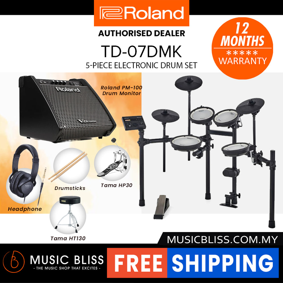 Roland V-Drums TD-07DMK Electronic Drum Set with RH-5 Headphone, Kick ...