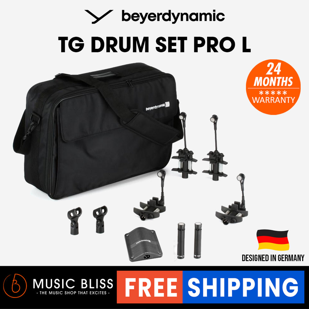Beyerdynamic TG Drum Set Pro L, 7 Piece Drum Microphone Set with Microphone Clamps, & Rugged ...