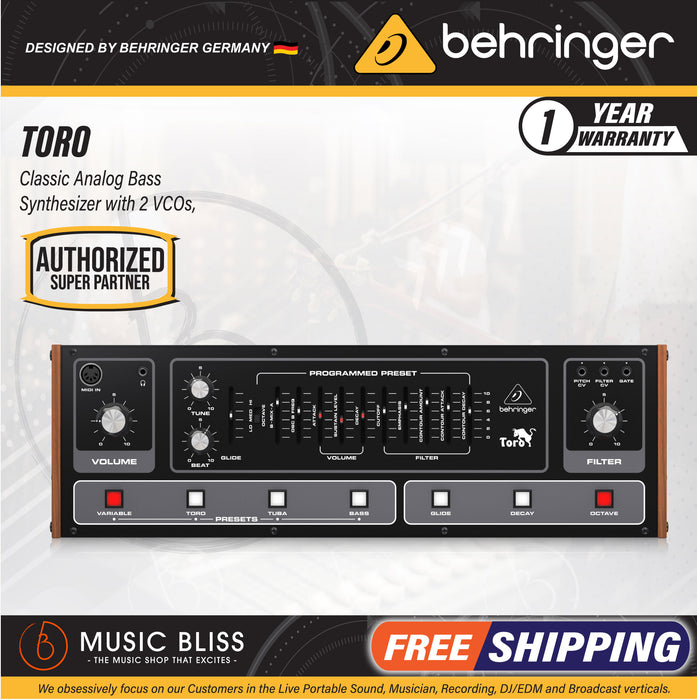 Behringer TORO Analog Bass Synthesizer | Music Bliss Malaysia