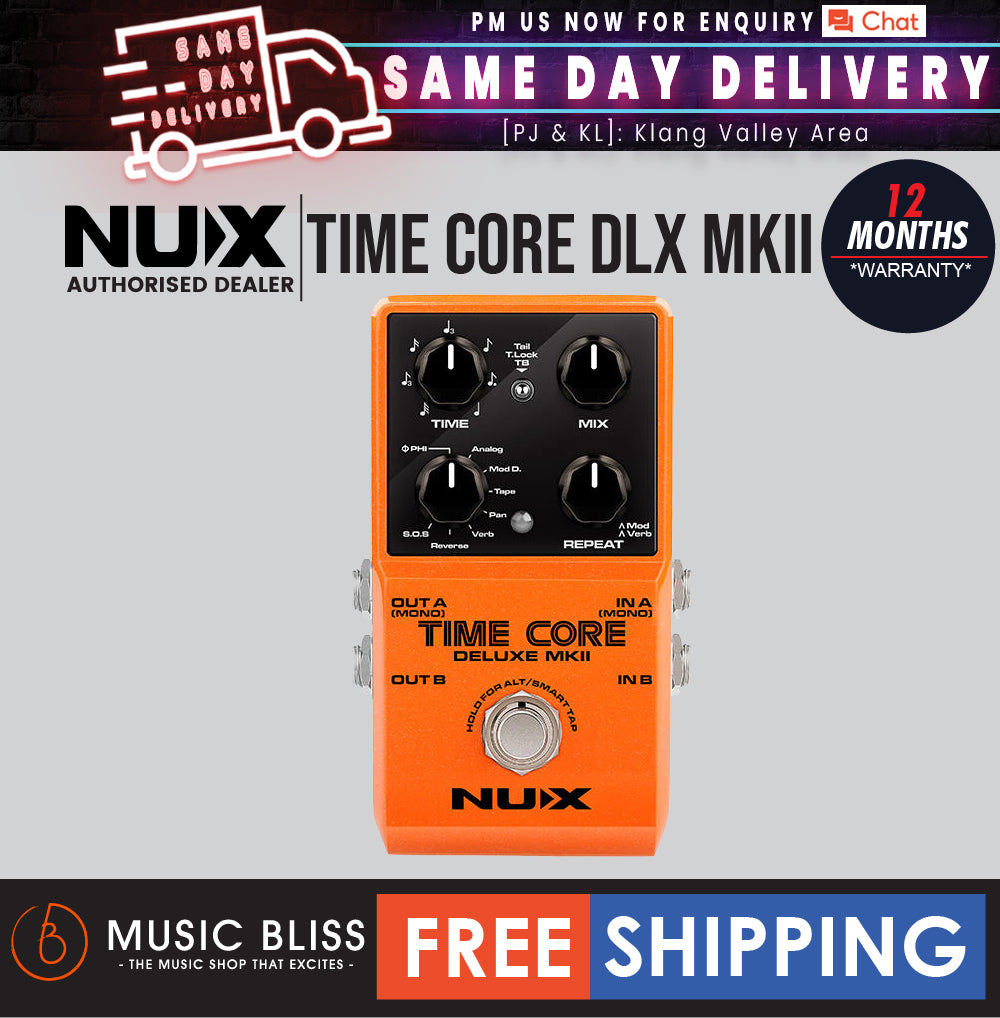 NUX Time Core Deluxe MKII Delay Effects Pedal with 7 Delay Modes ...