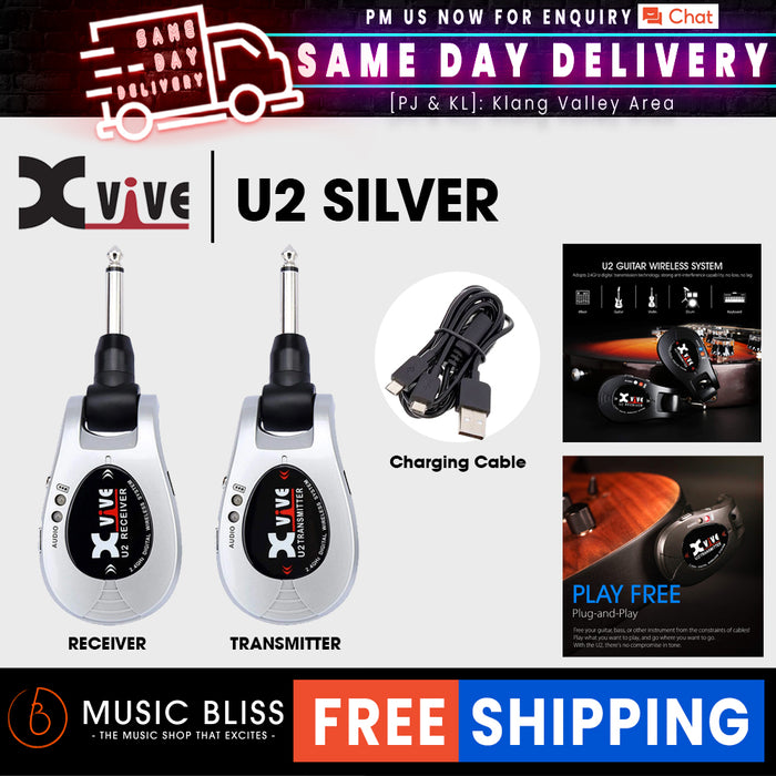 Xvive Audio U2 Digital Wireless Guitar System - Silver | Music Bliss ...