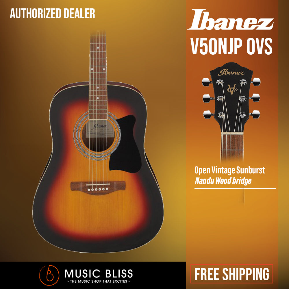 Ibanez V50NJP Acoustic Guitar Jampack - Open Vintage Sunburst (V50NJP ...