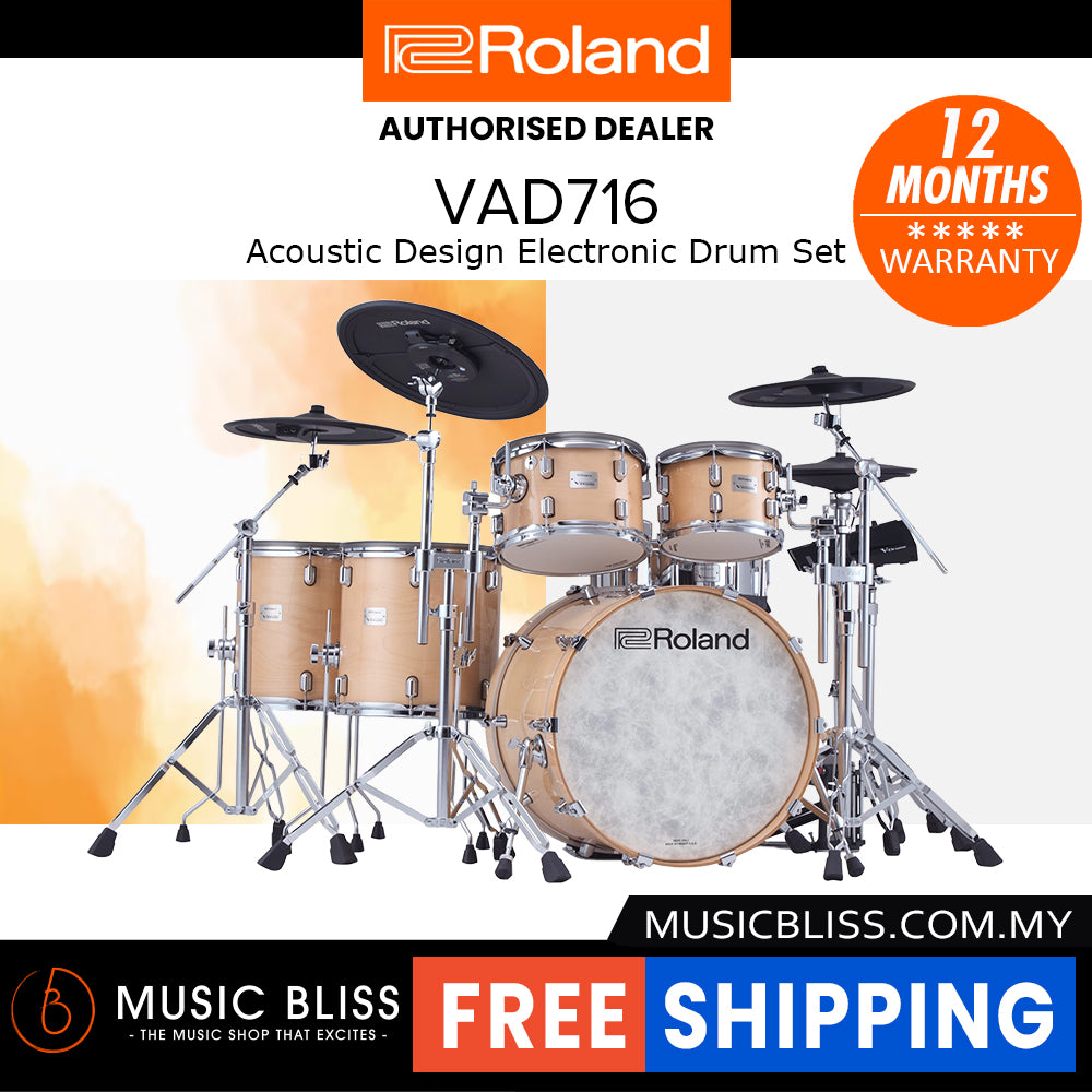 Roland VAD716 Electronic Drum Set - Gloss Natural | Music Bliss Malaysia