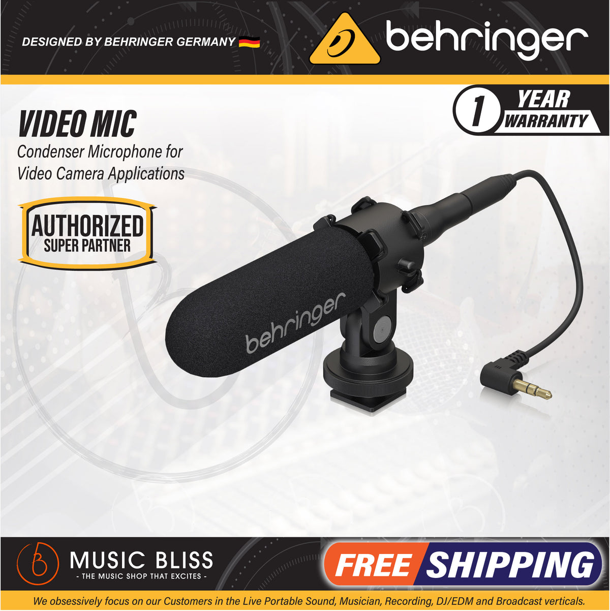Behringer VIDEO MIC Condenser Microphone for Video Camera Applications ...