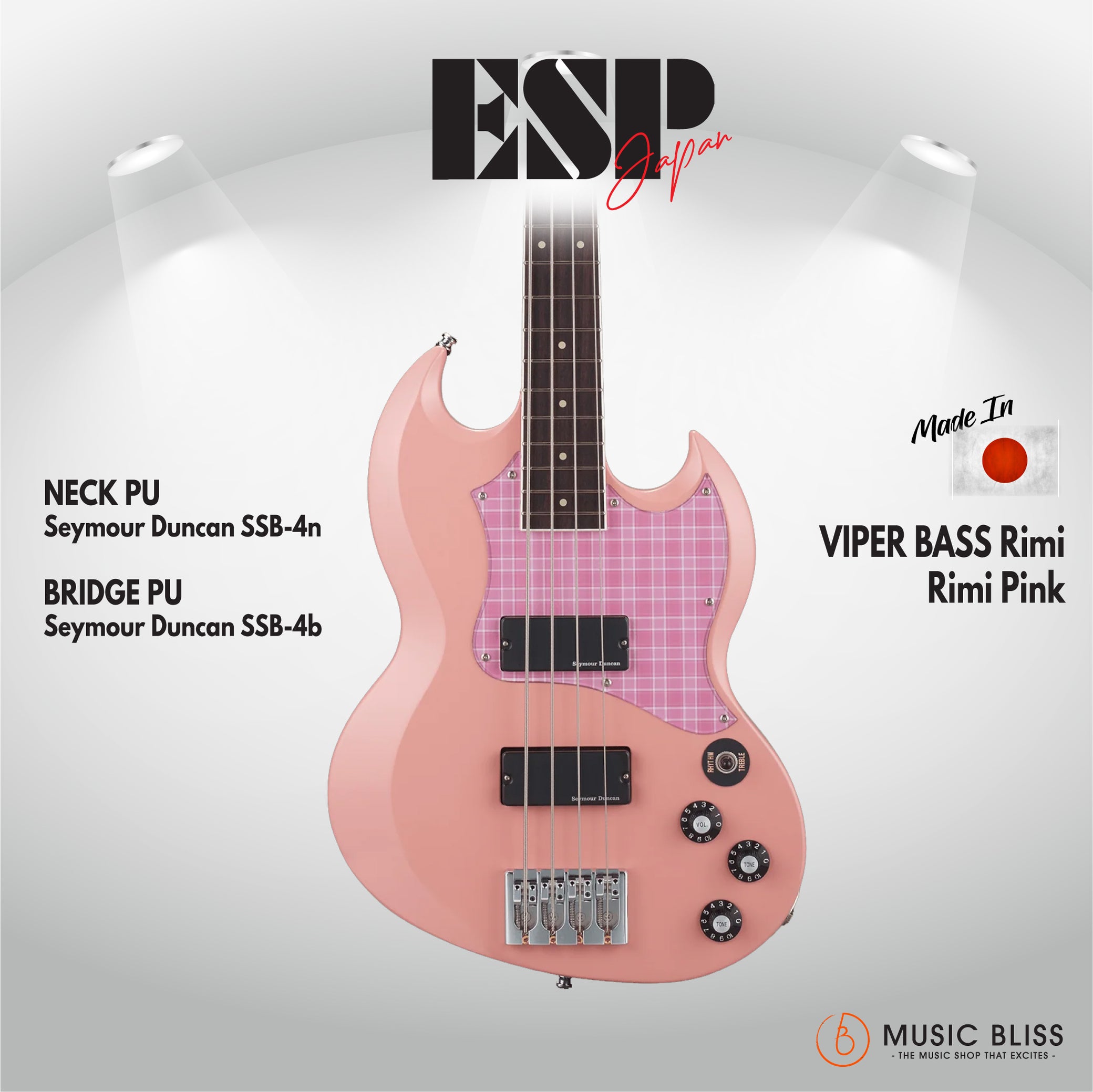 ESP Original VIPER BASS Rimi - Rimi Pink [MIJ - Made in Japan] | Music Bliss Malaysia