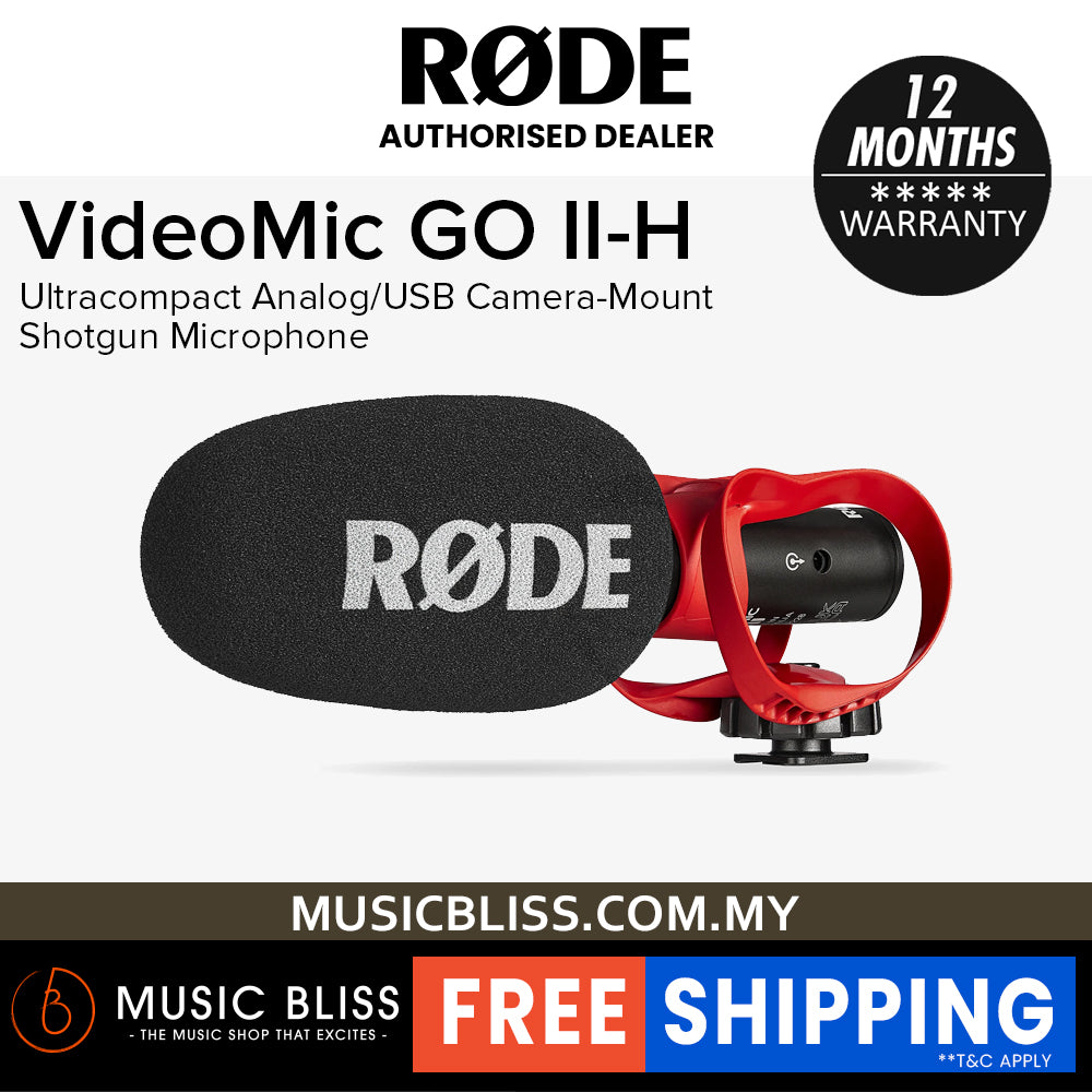 Rode VideoMic GO II-H Ultracompact Analog/USB Camera-Mount Shotgun ...