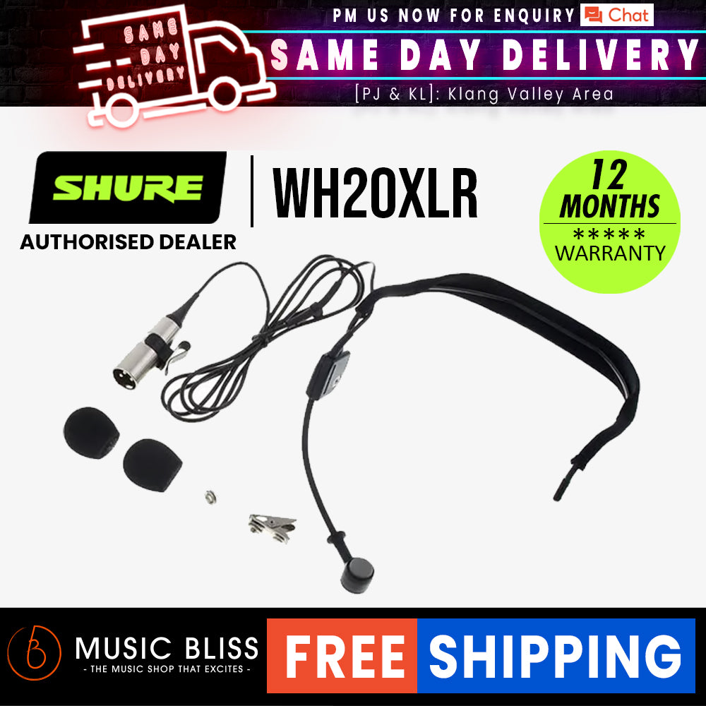 Shure WH20XLR Headset Mic with XLR Connector for Balanced Mic Output ...