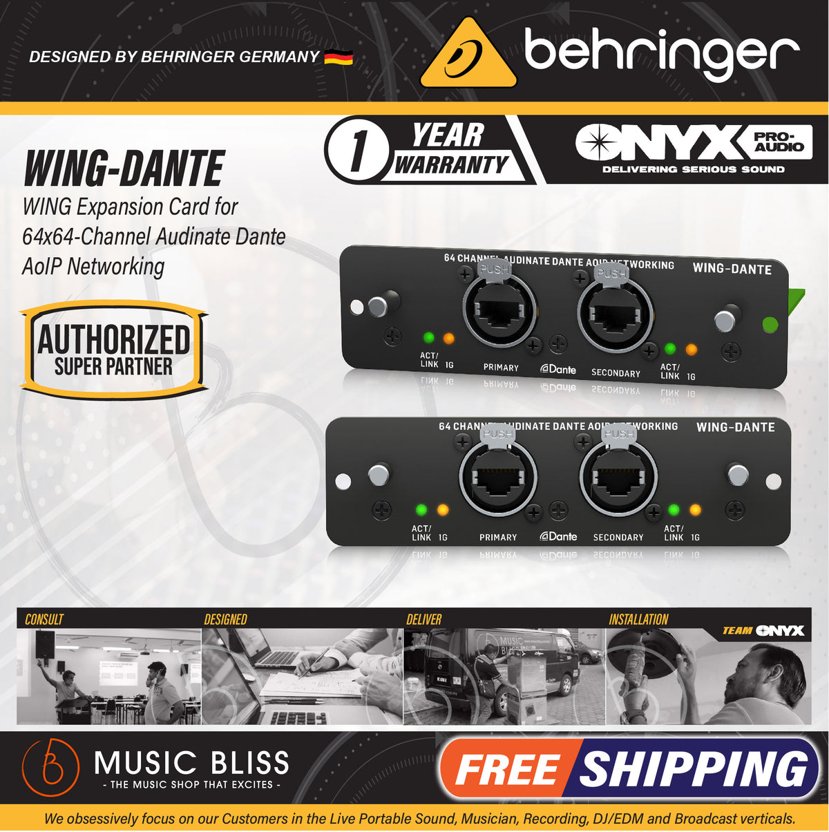 Behringer WING-DANTE 64-channel Dante Expansion Card (WING DANTE ...
