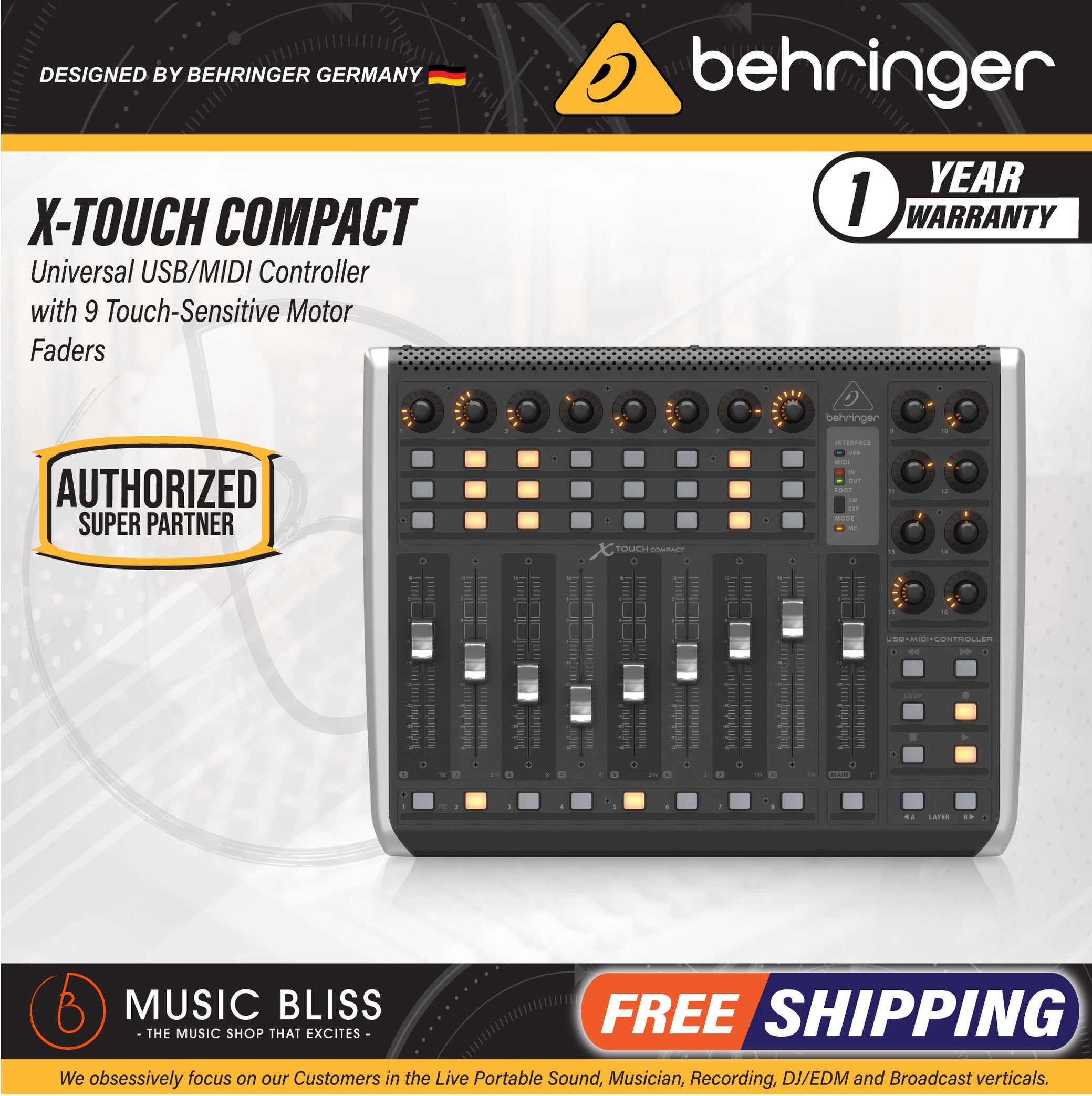 Behringer X-Touch Compact Universal USB/MIDI Controller | Music Bliss ...