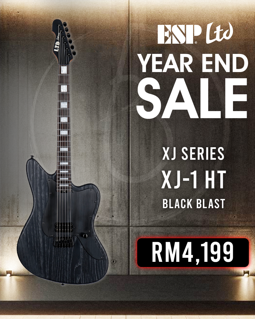 ESP LTD XJ-1 HT Electric Guitar - Black Blast | Music Bliss Malaysia