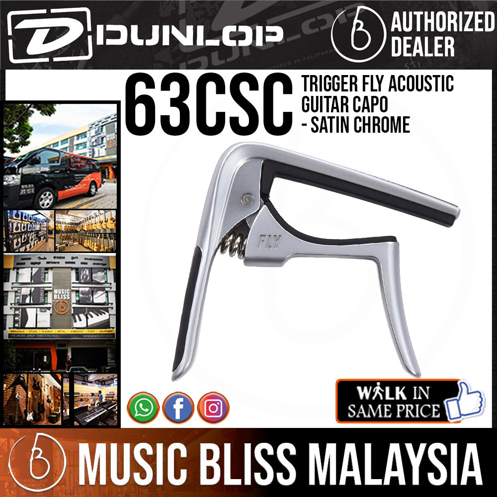 Jim Dunlop 63C Trigger Fly Acoustic Guitar Capo - Satin Chrome (63CSC ...