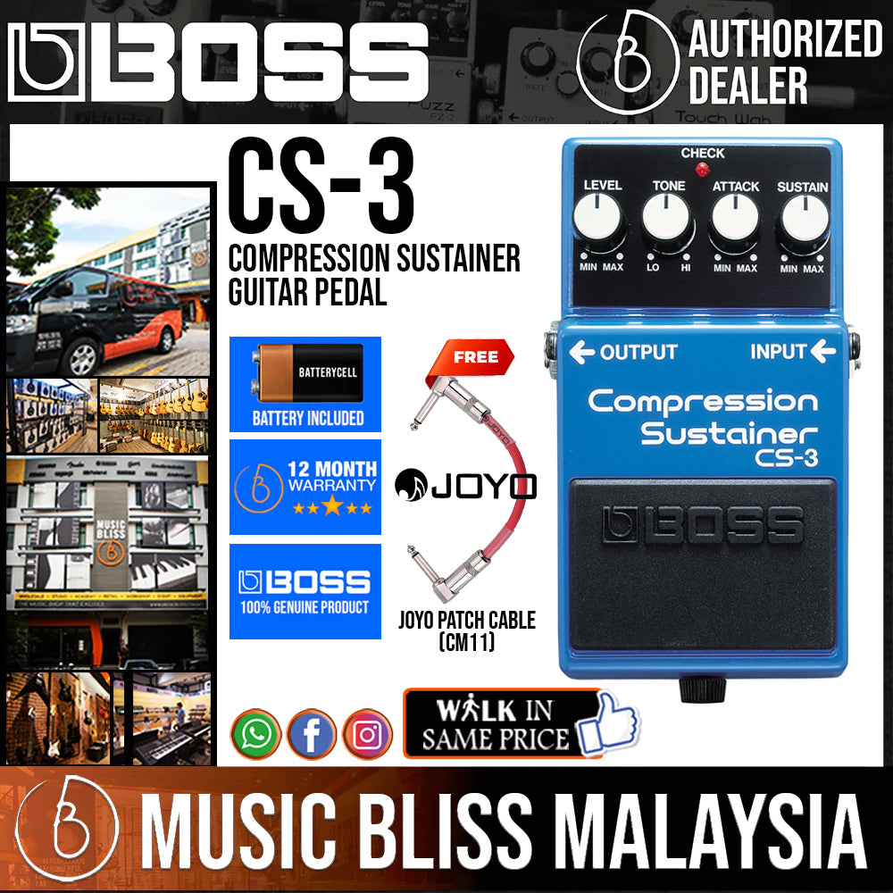 Boss CS-3 Compression Sustainer Guitar Pedal (CS3) | Music Bliss Malaysia